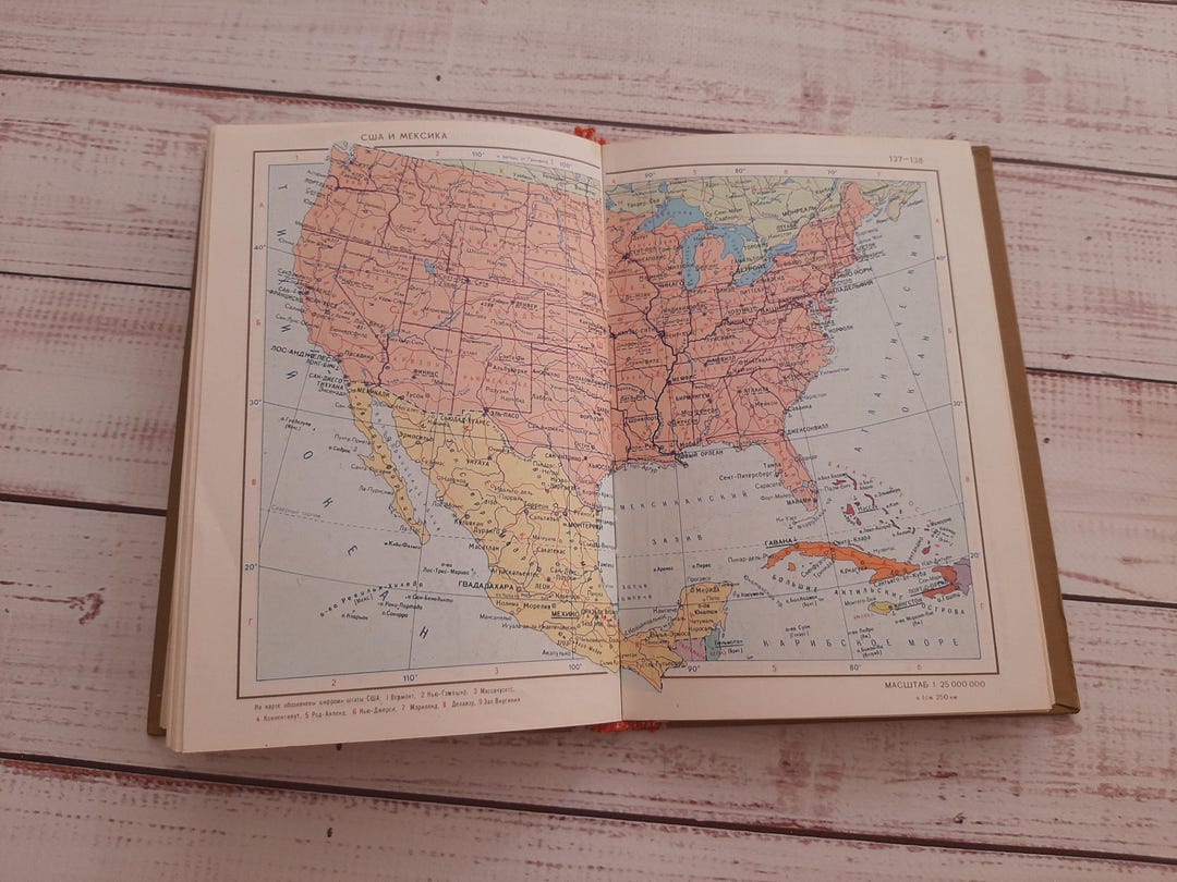 Vintage Atlas of the World Old World Map Soviet Map of Europe, America ...