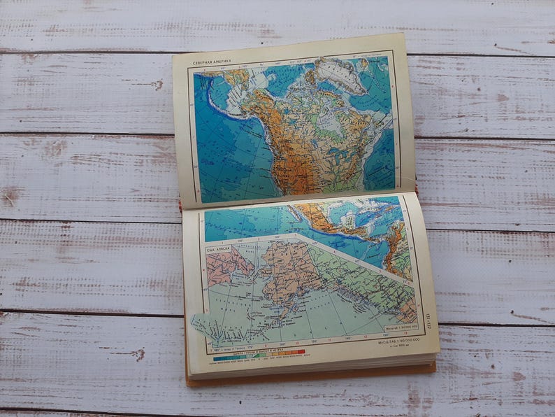 Vintage Atlas of the World - Old Soviet World Map Europe, America ...