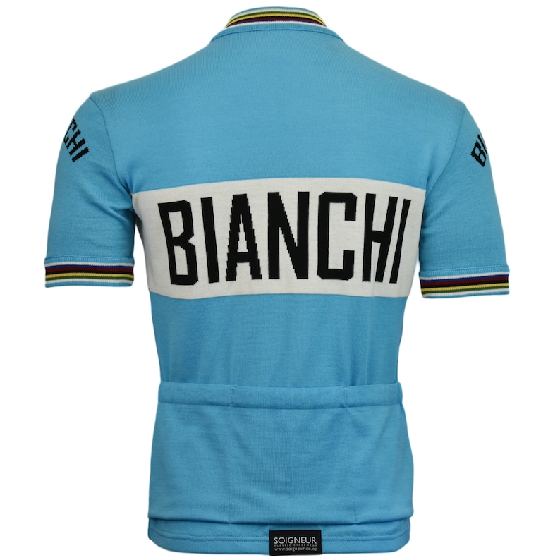 Bianchi Merino Wool Cycling Jersey – Rainbow Stripe Detail - Etsy