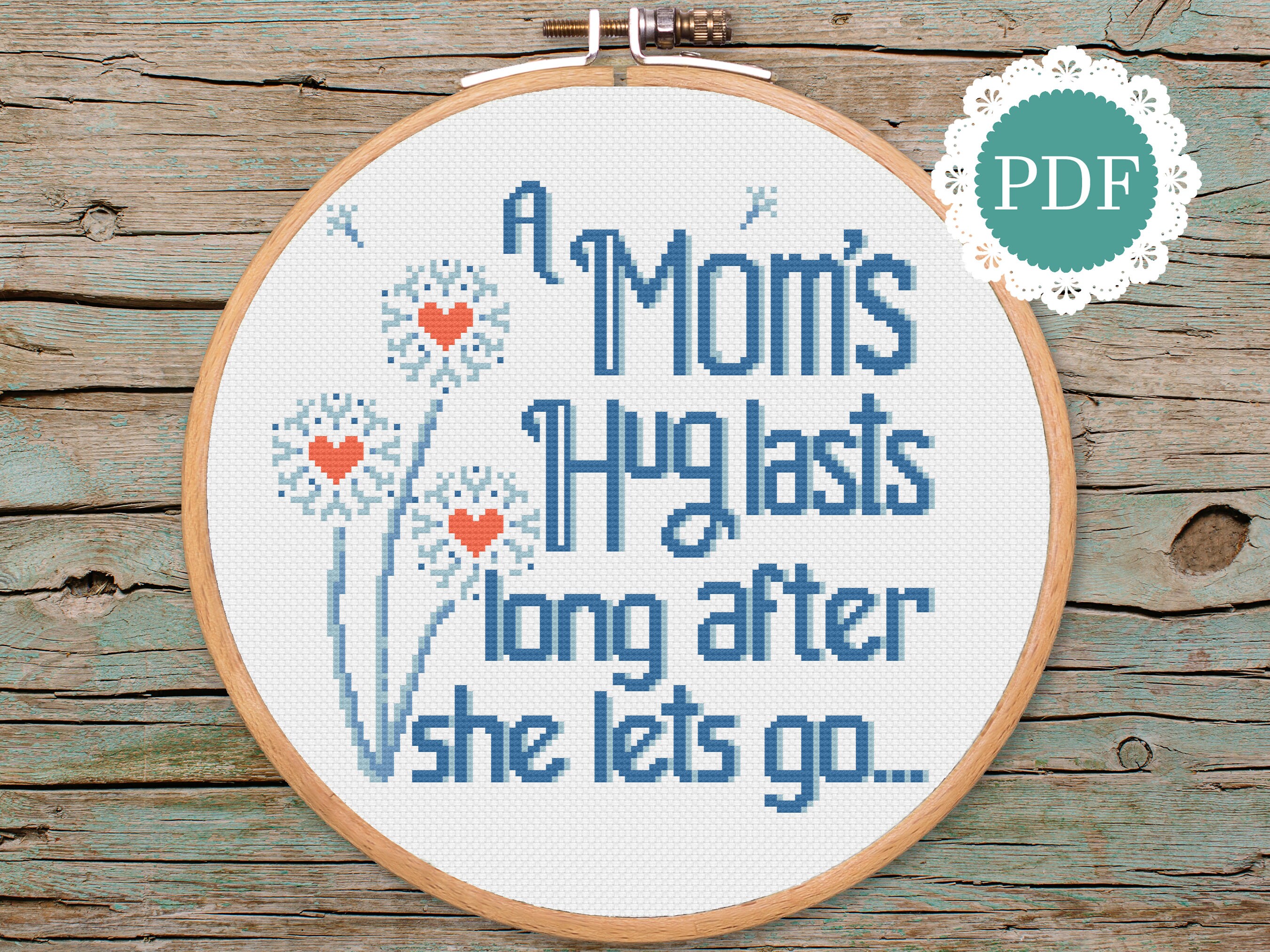 A Mom's Hug Easy Beginner Cross Stitch Printable PDF: Floral Dandelion ...