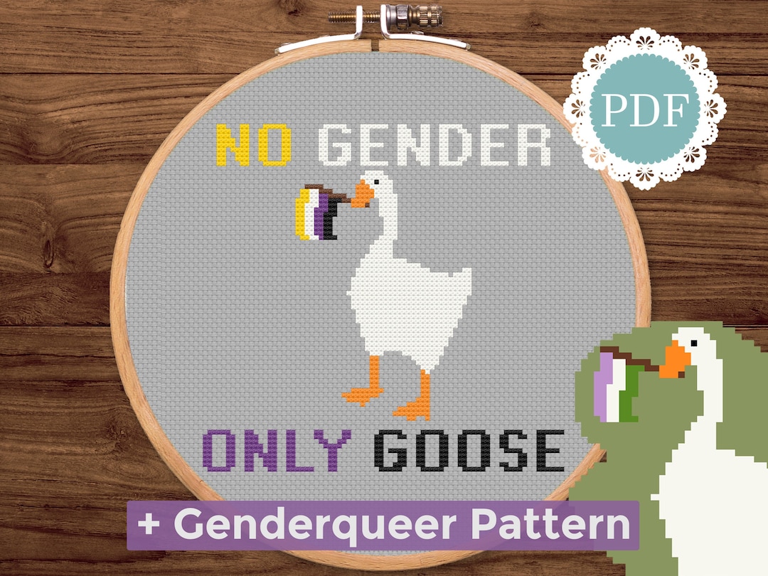 No Gender Only Goose Cross Stitch PDF: Nonbinary & Genderqueer Flag ...