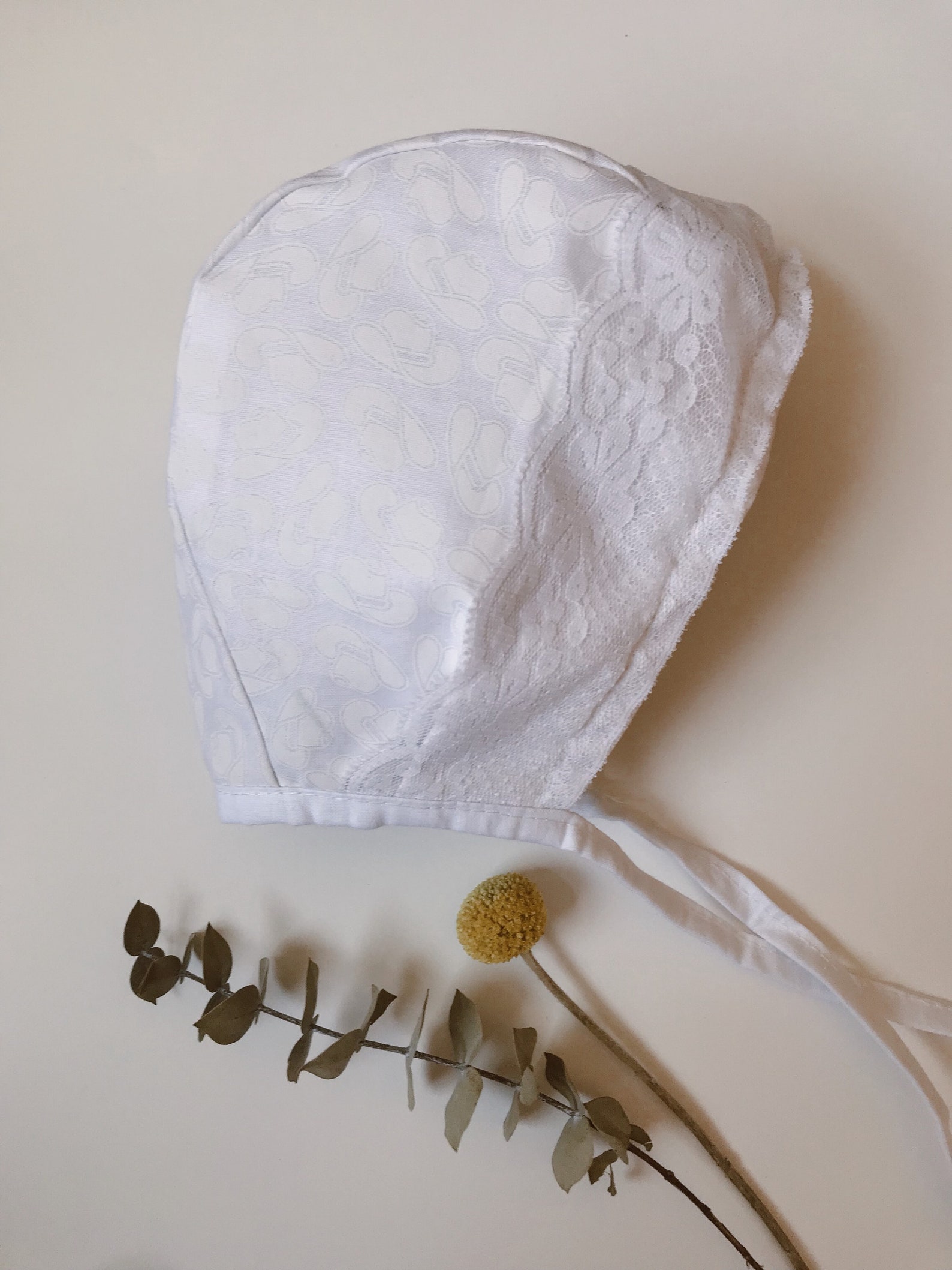 White Laced Baby Bonnets - Etsy