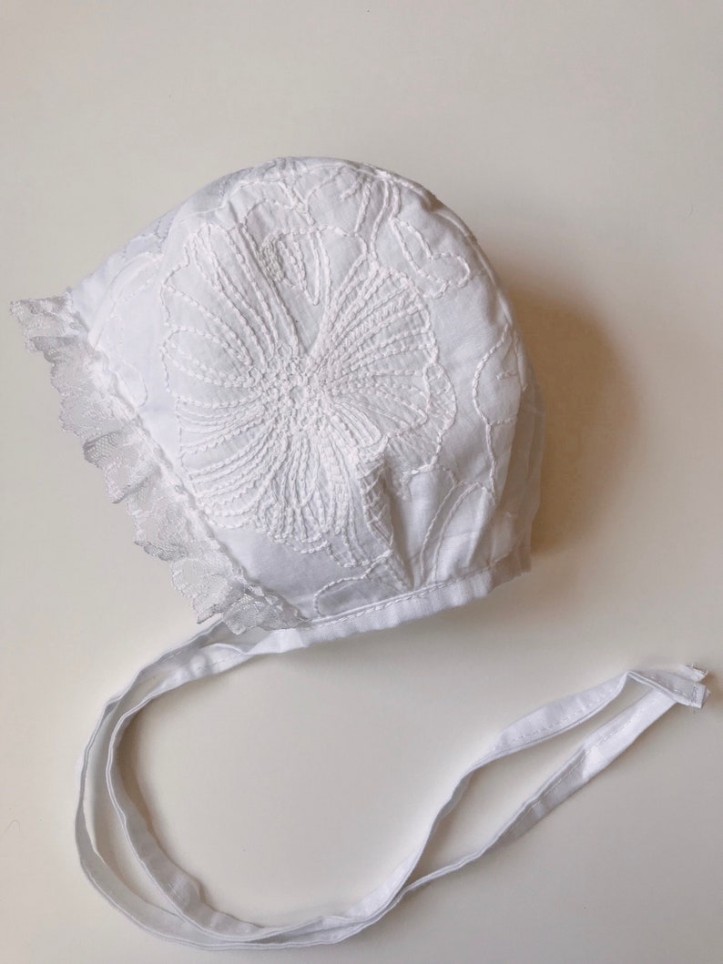 White Laced Baby Bonnets - Etsy