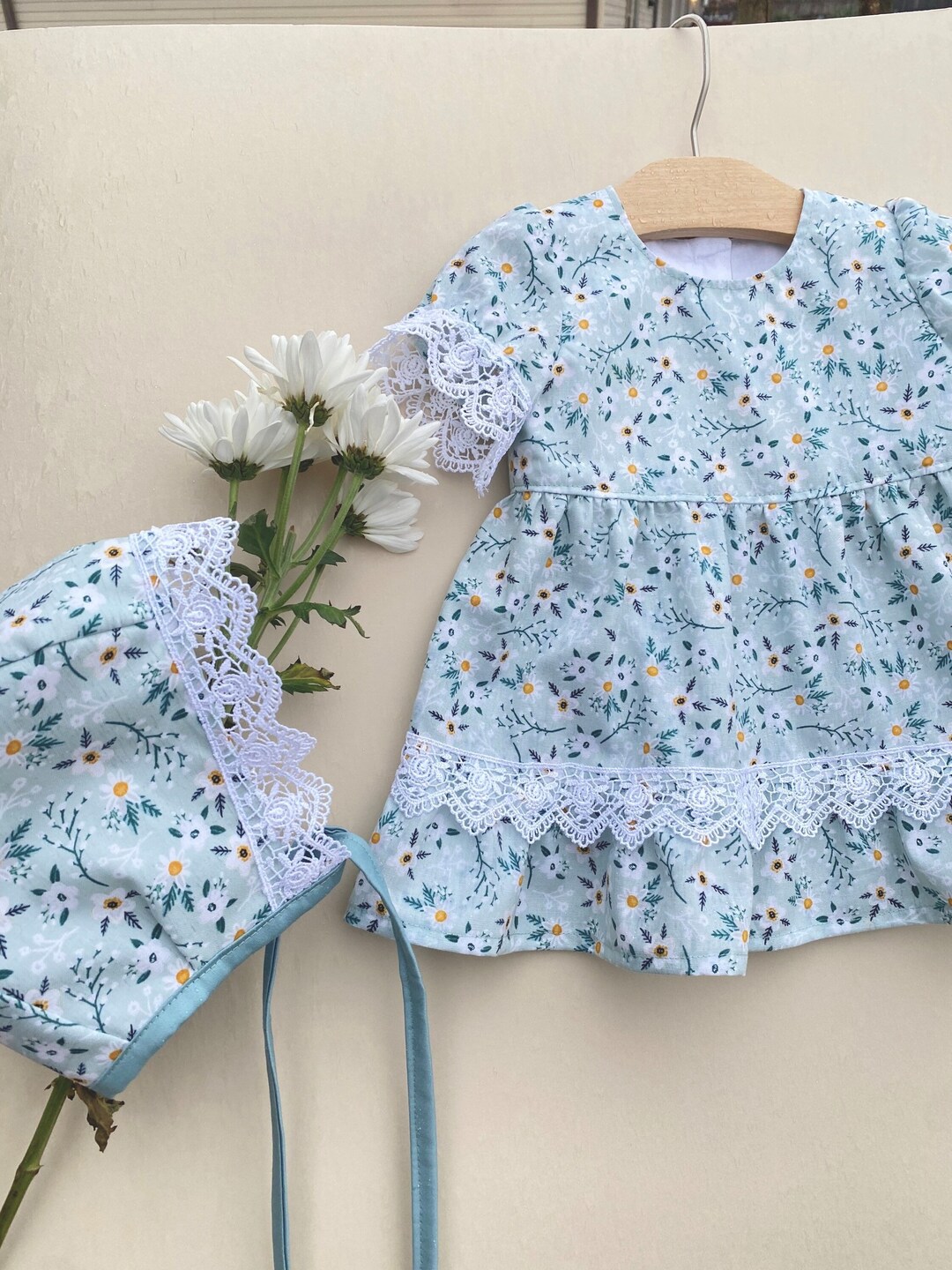 Blue Wildflower Spring Dress & Bonnet - Etsy