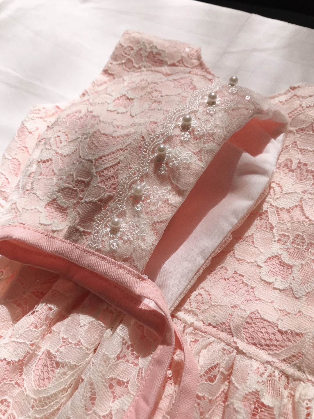Vintage Pink Lace Dress & Bonnet - Etsy