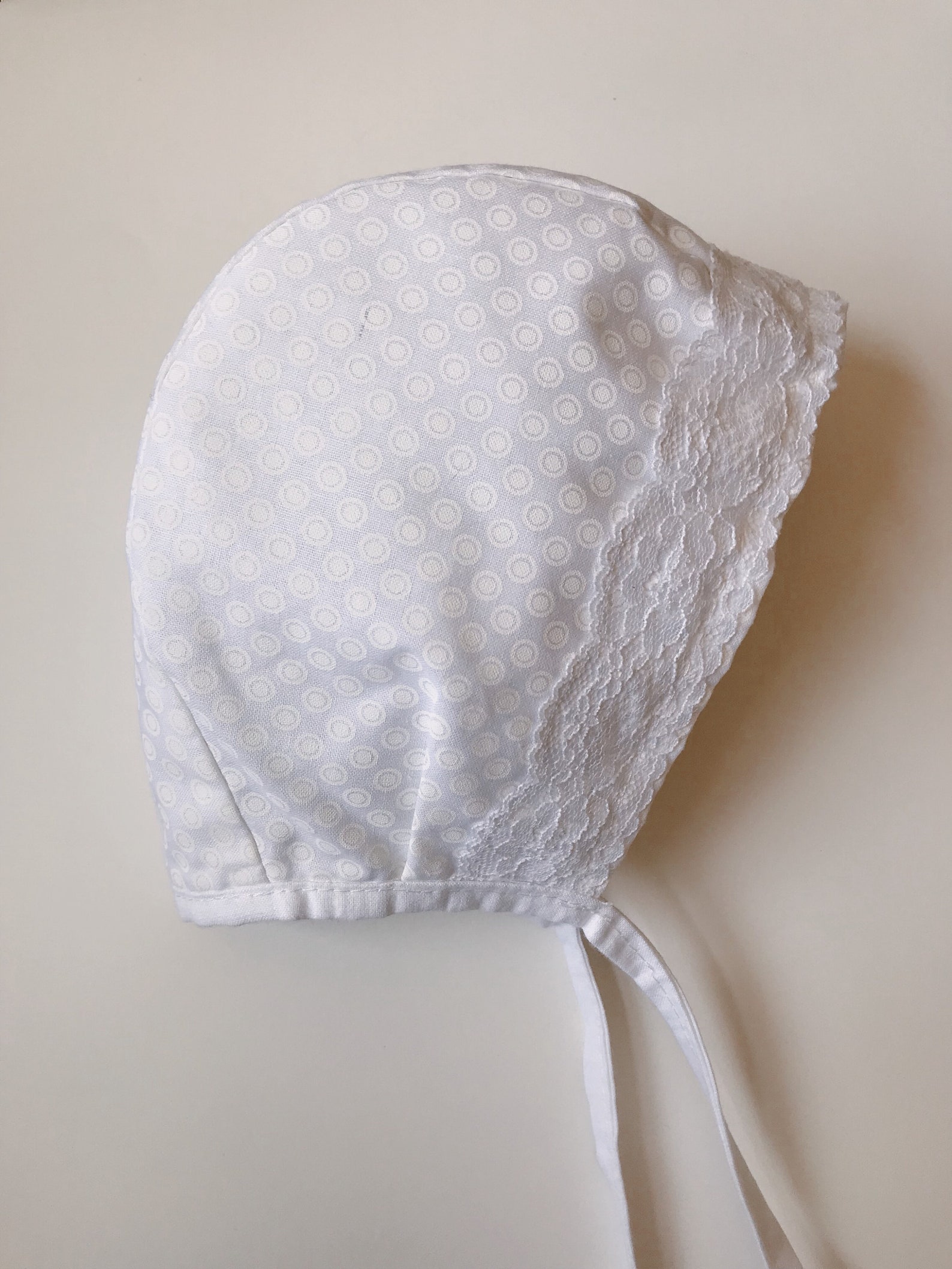 White Laced Baby Bonnets - Etsy