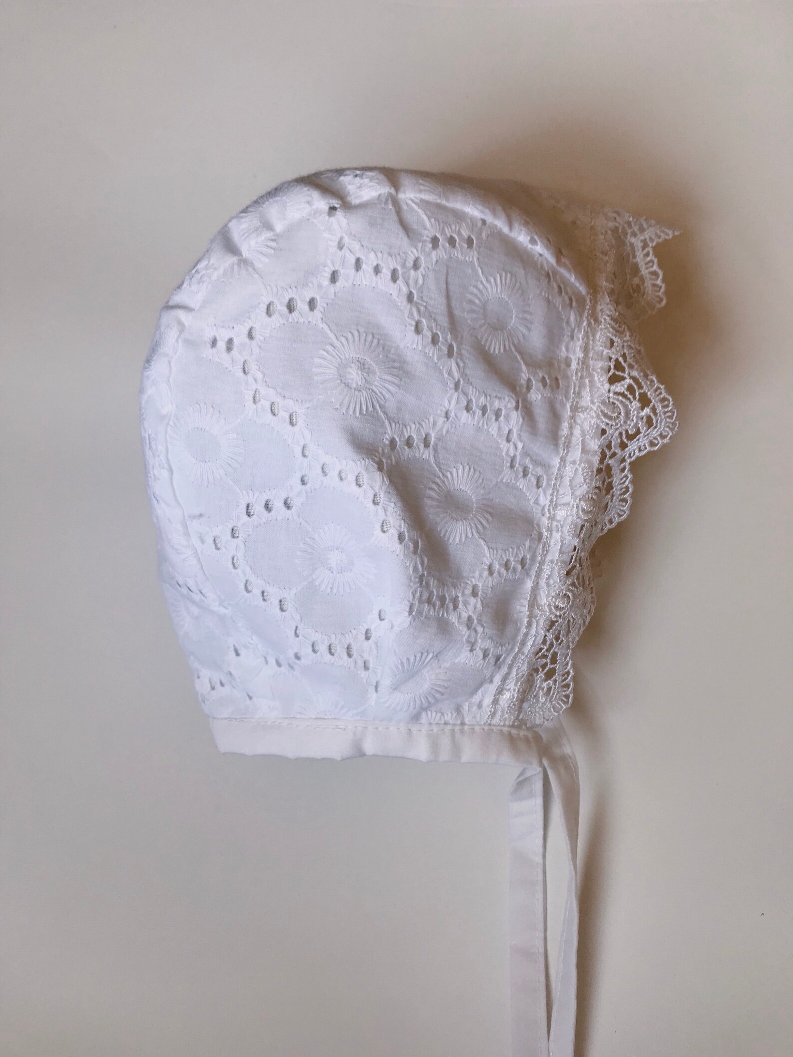White Laced Baby Bonnets - Etsy