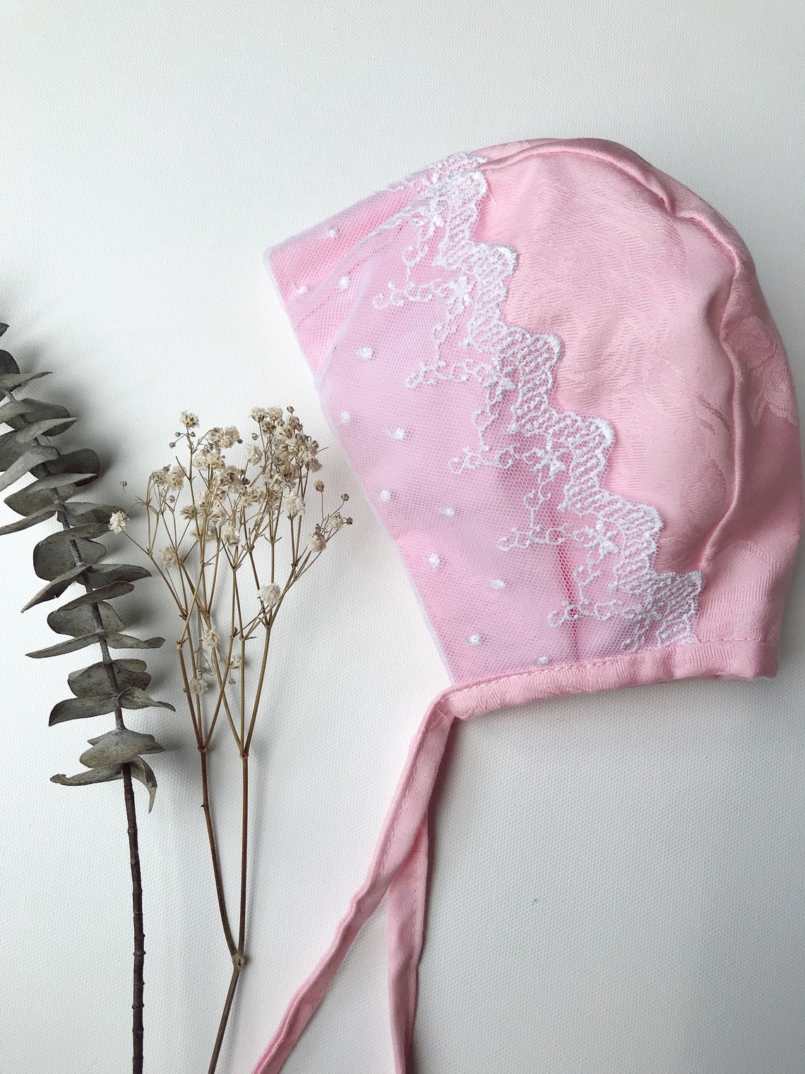Light Pink Vintage Lace Bonnet - Etsy