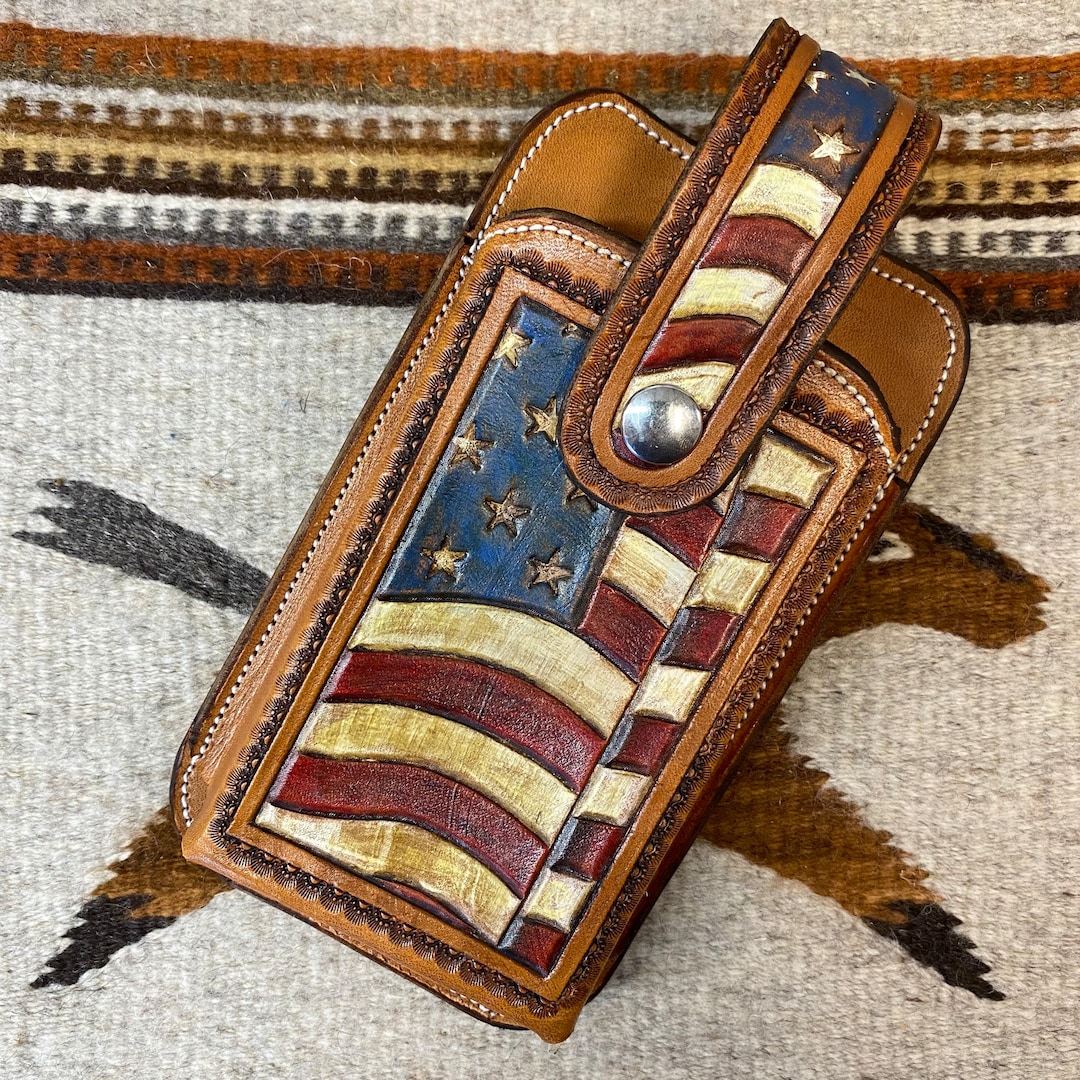 Handmade Leather Smartphone Holster, Cell Phone Holster With Belt Clip ...