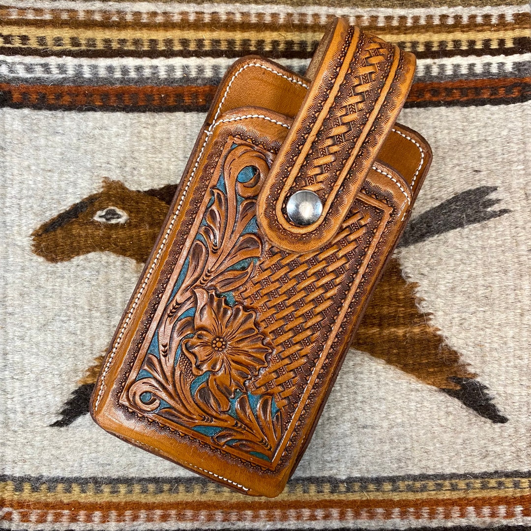 Handmade Leather Smartphone Holster, Cell Phone Holster With Belt Clip ...