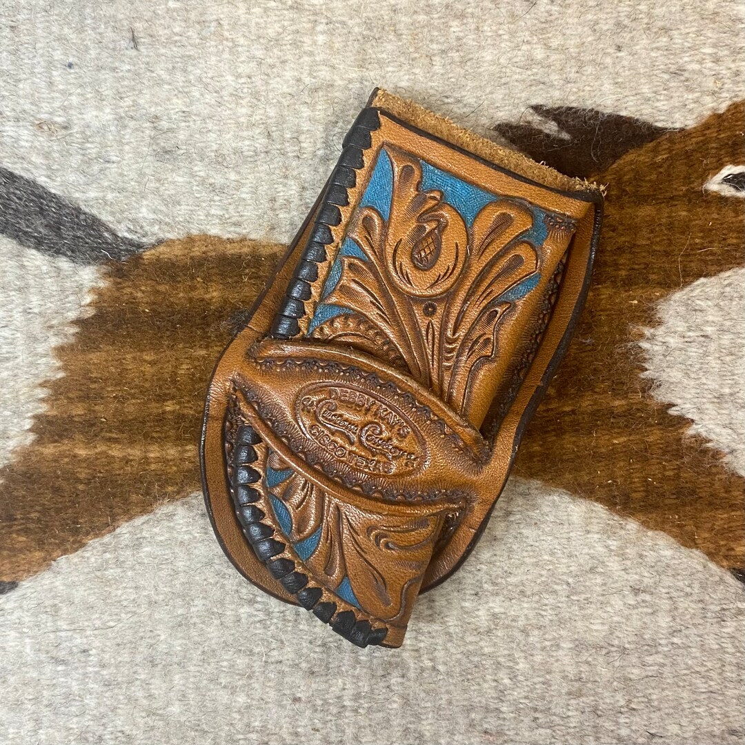 Fold-through Belt Trapper Knife, Right or Left Hand, Hand Tooled, Hand ...