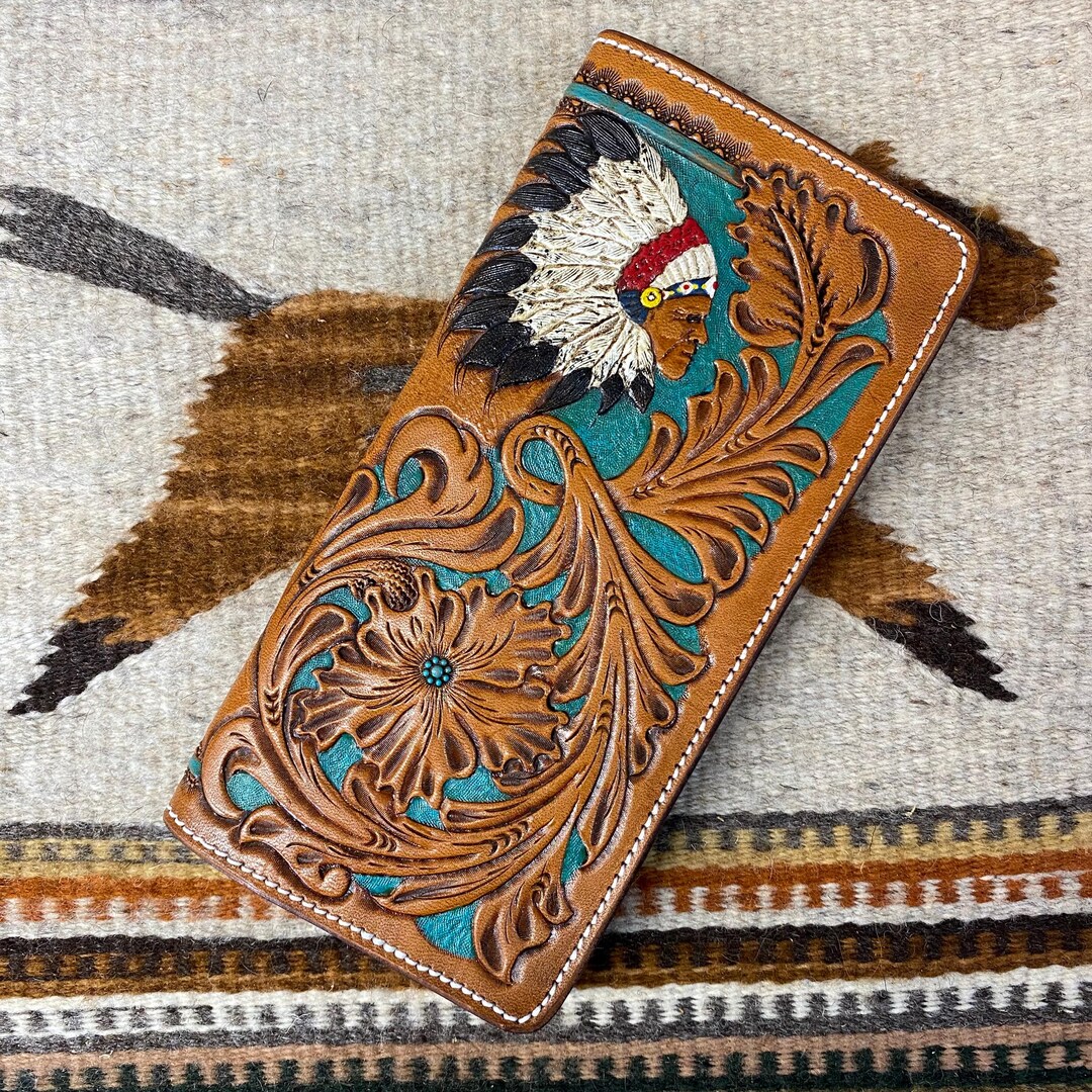 Indian Head Checkbook, Genuine Leather Checkbook Cover, Trappers Wallet ...