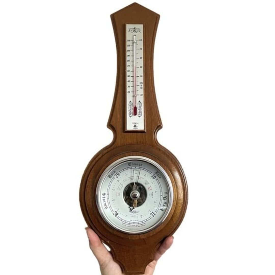 Vintage SB Shortland Wood Barometer / Thermometer Weather Station - Etsy