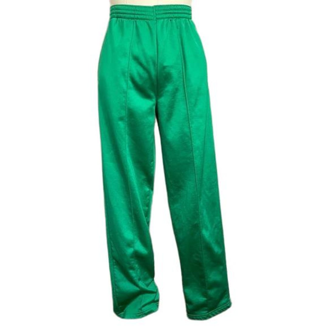 Vintage Italy Green Satin Straight Leg Track Pants M, Fleece Lined - Etsy