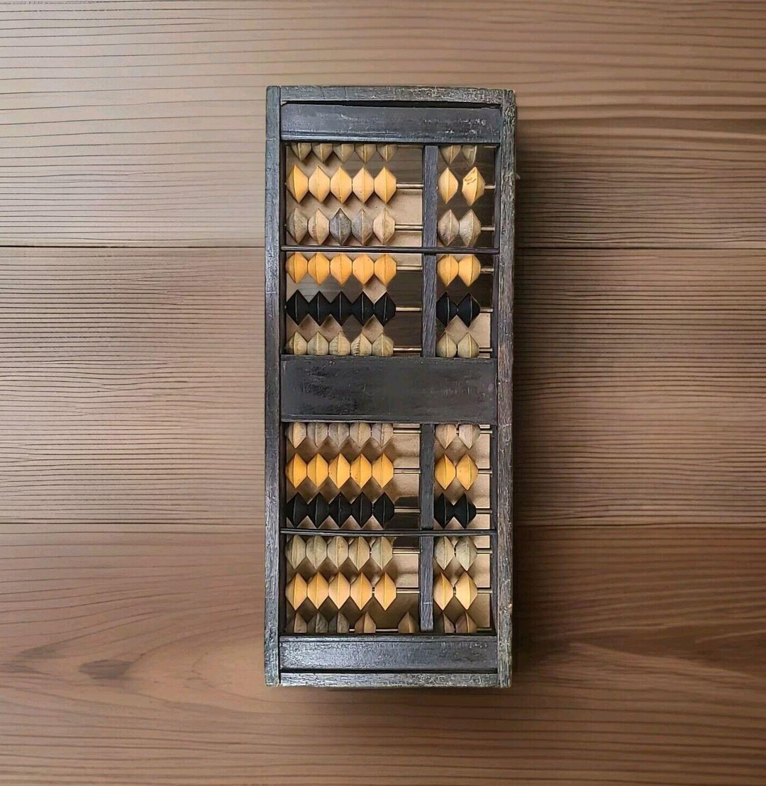 Vintage Japanese Abacus Soroban Wood Calculator 2/5 91 Beads 13 Rows 12 ...