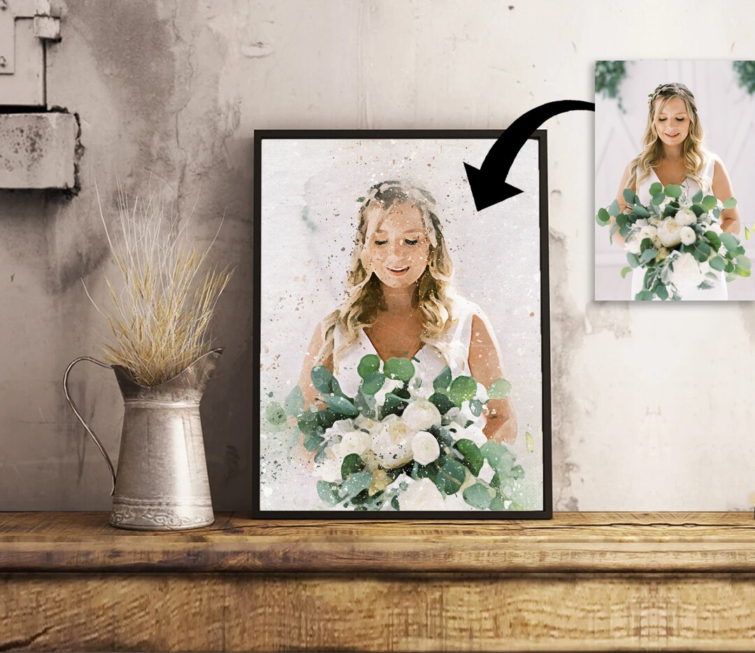Custom Digital Watercolor Portrait • Personalized Painting • Wedding ...