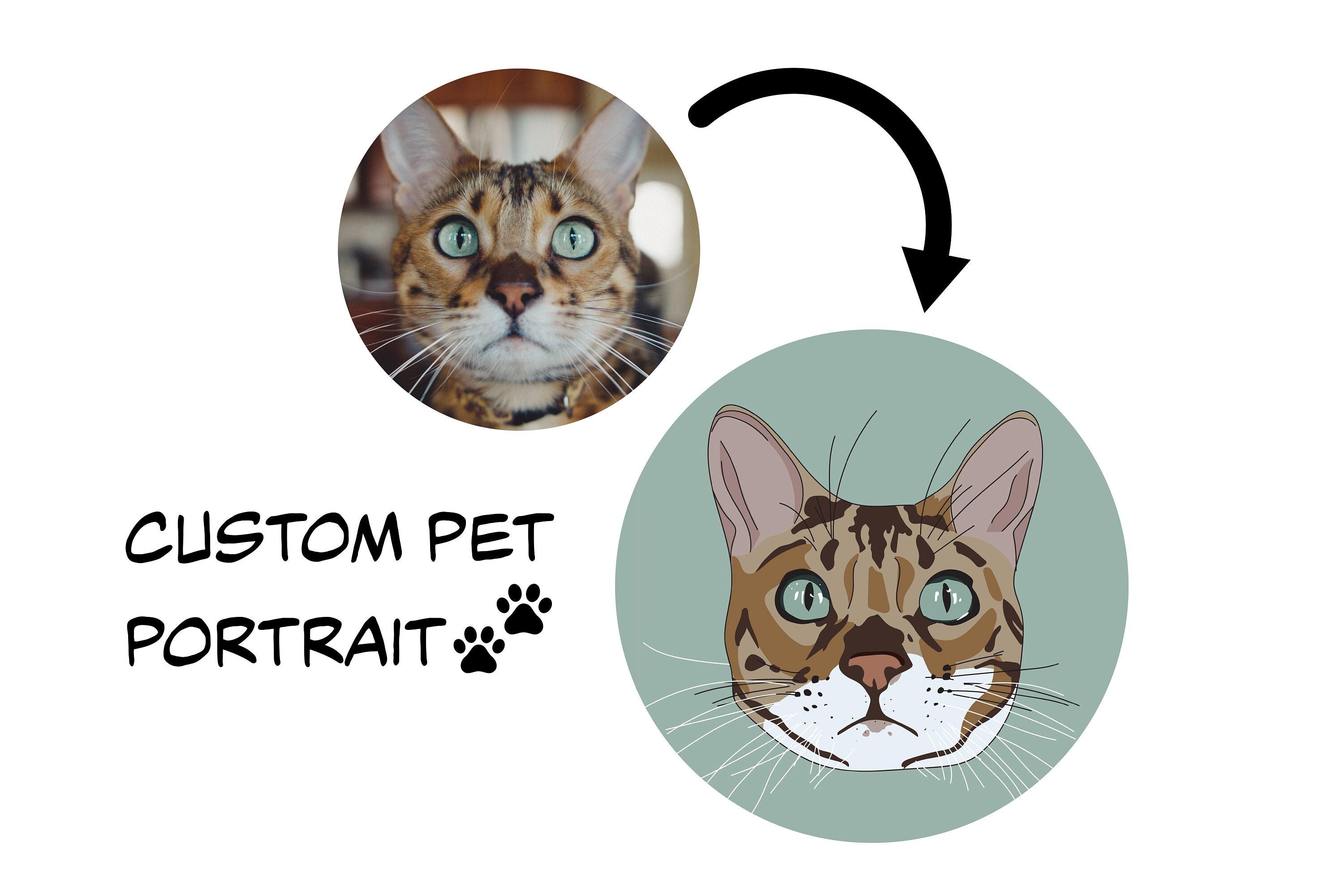 Custom Cat Portrait, Custom Cat Illustration, Cat Cartoon, Cat Drawing ...