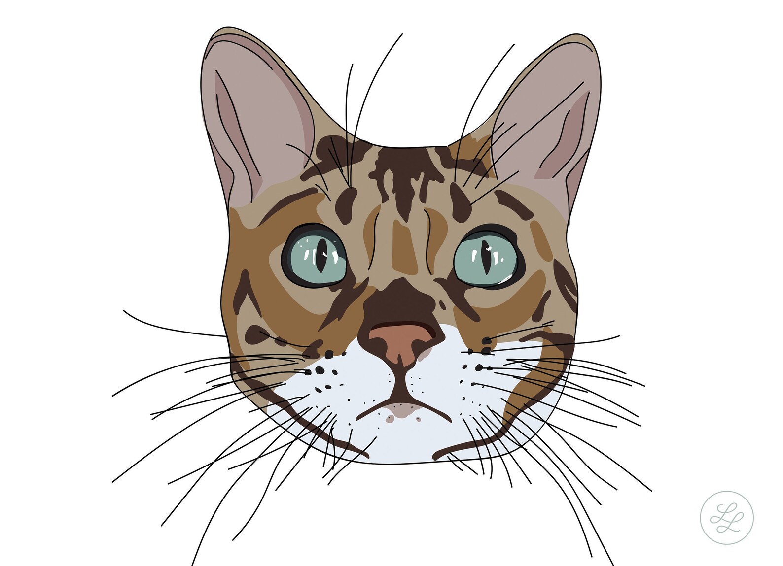 Custom Cat Portrait, Custom Cat Illustration, Cat Cartoon, Cat Drawing ...