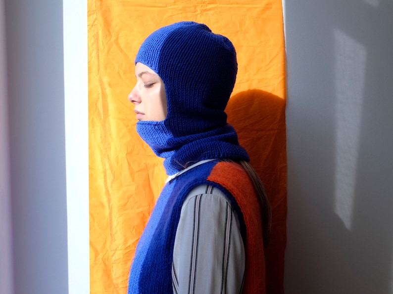 Balaclava hand knitted hat for winter full face shield | Etsy