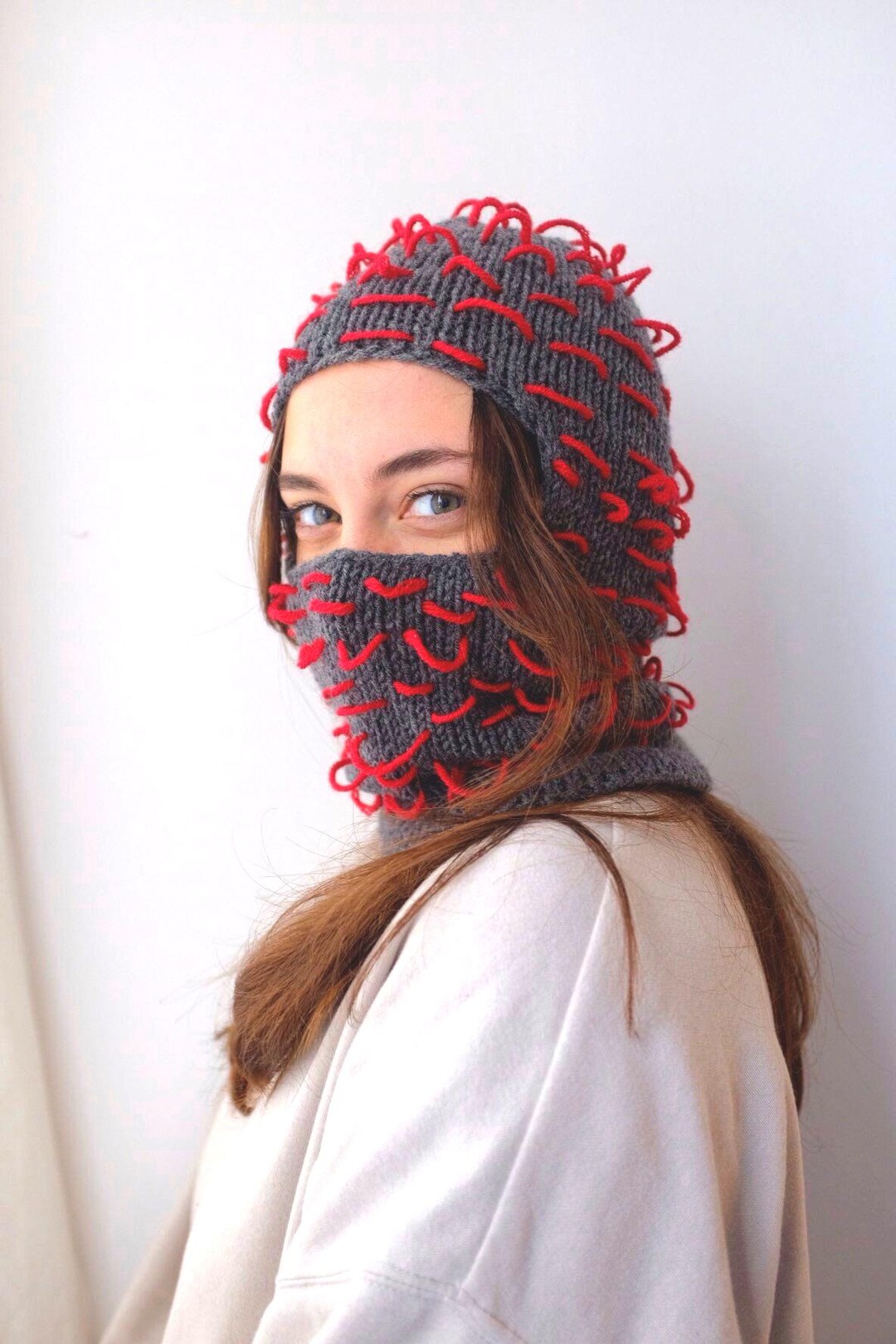 Hand Knitted Balaclava Winter Hat, Face Mask - Etsy