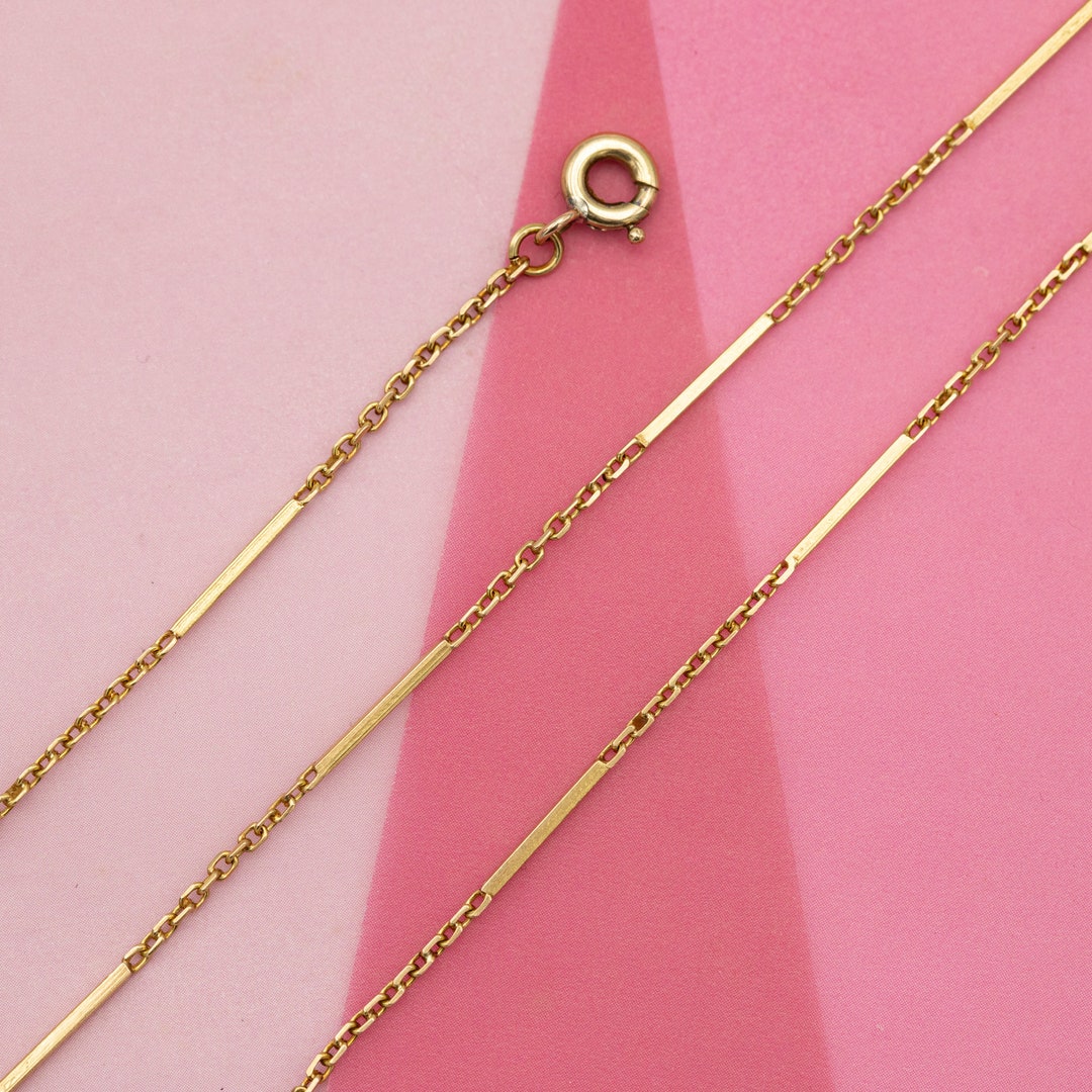 18k Light and Small 18 K Solid Gold Chain - Elegant Rectangular and ...