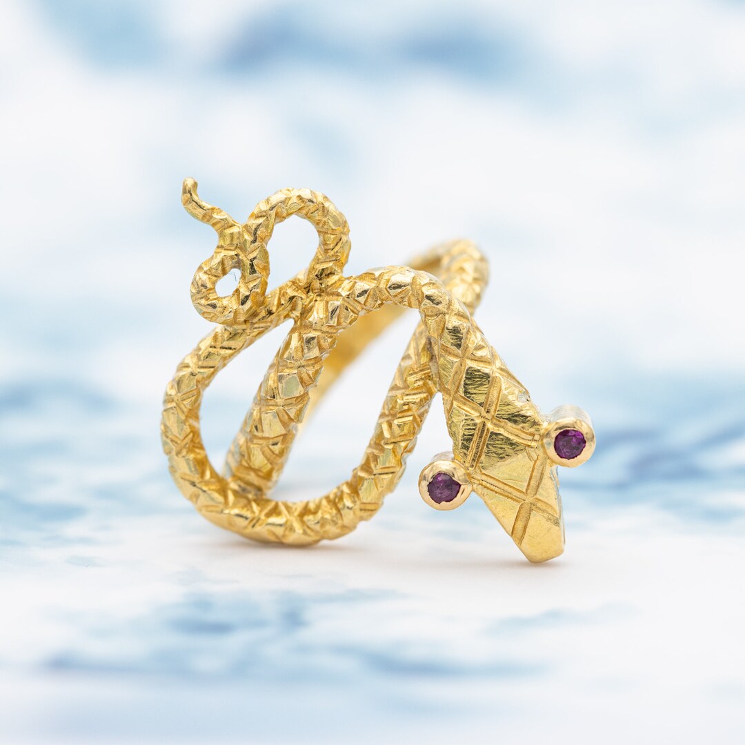 18k Heavy Solid Gold Snake Ring Victorian Symbol of Eternal Love ...
