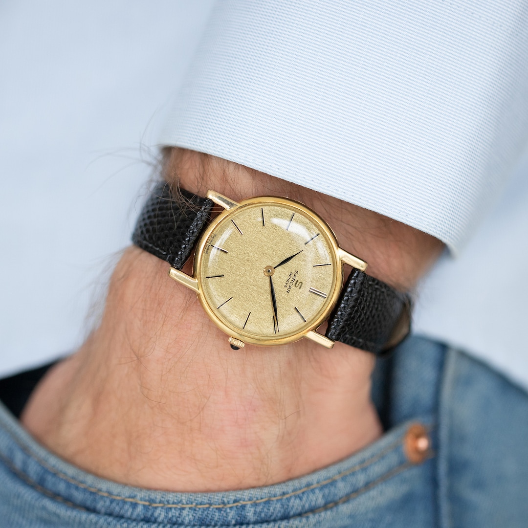 Sarcar Genève Vintage 18k Yellow Gold Men's Dress Watch Swiss Made ...