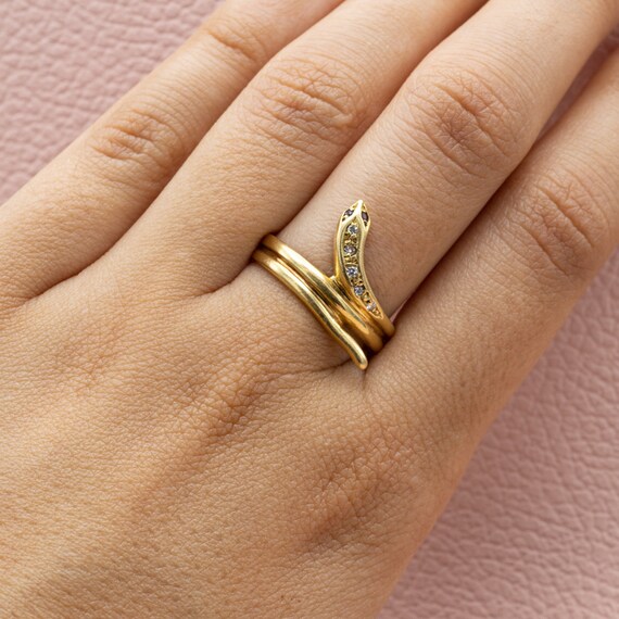 18k solid gold Snake Ring - Victorian symbol of etern… - Gem