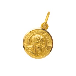 Small 18ct Jesus Medal Pendant - 18 Karat Solid Yellow Gold Christmas ...