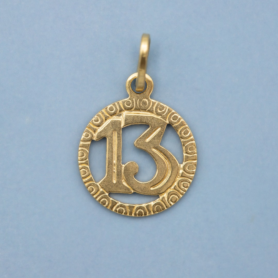 18 Karat Number 13 Good Luck Charm - Italian Love Token - Vintage Solid ...