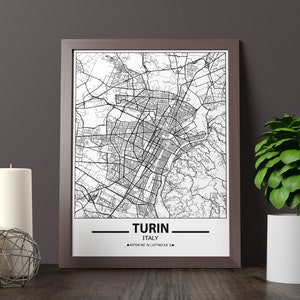Turin Map Minimalist Map Turin Print Turin Poster Turin | Etsy