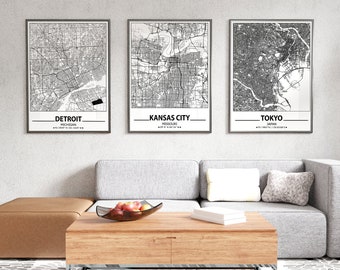 Three Location Wall Art - Etsy