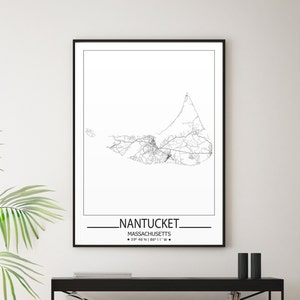 Nantucket map print Minimalistic wall art poster | Etsy