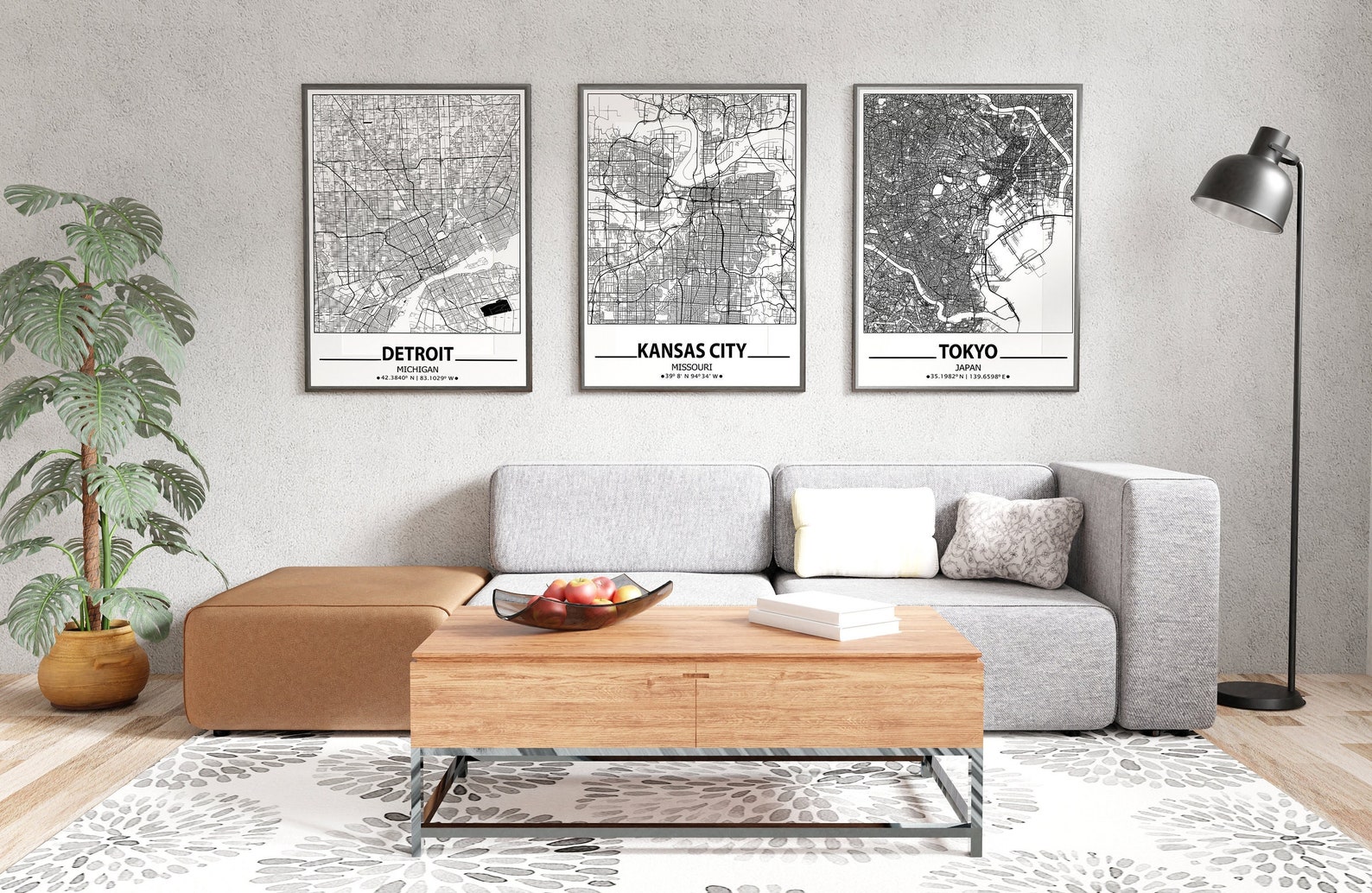 Personalized Map Print Set of Three Map Prints Custom | Etsy