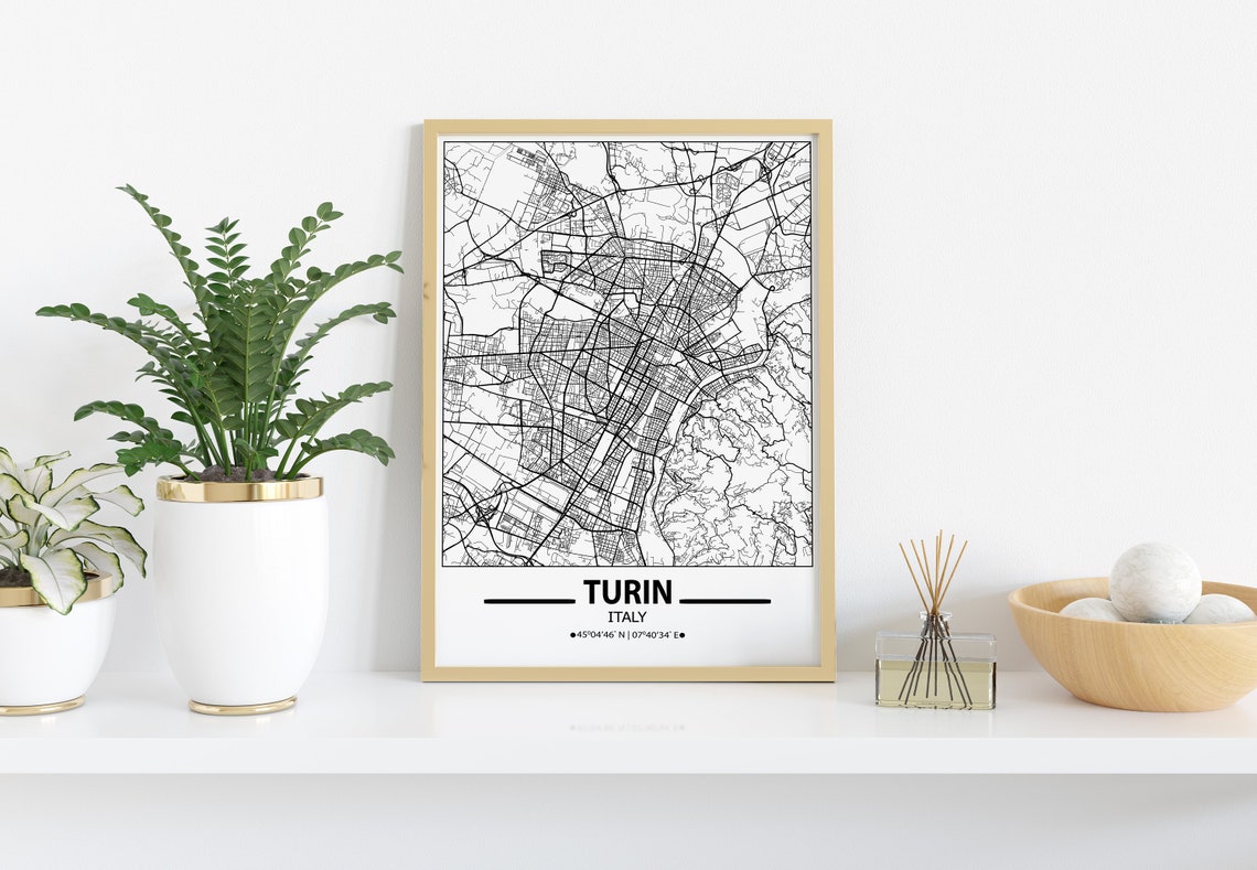 Turin Map Minimalist Map Turin Print Turin Poster Turin | Etsy