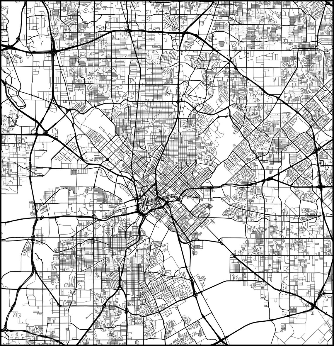 Dallas-Fort Worth map print Minimalistic wall art poster | Etsy