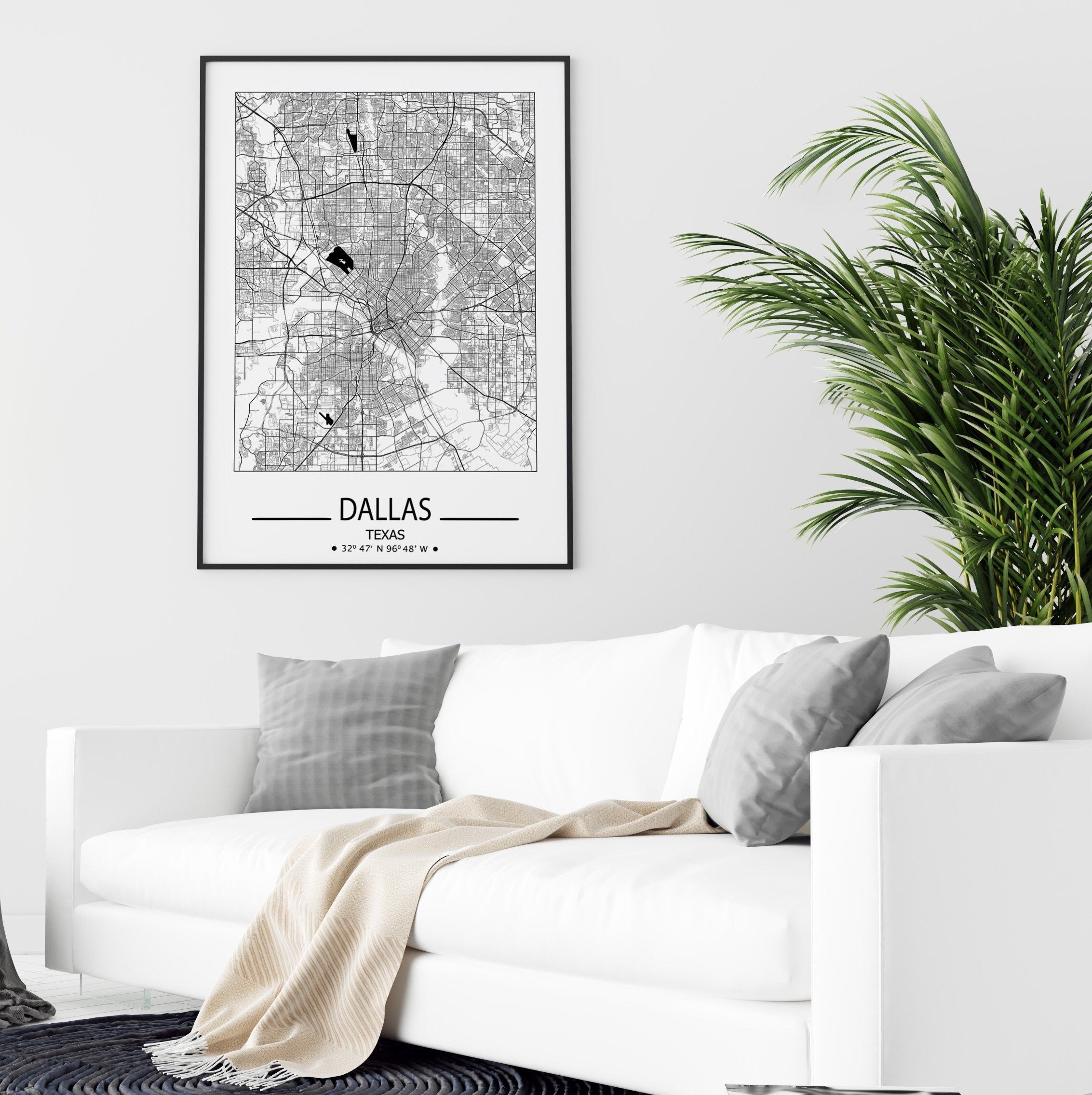 Dallas map print Minimalistic wall art poster Texas gifts | Etsy