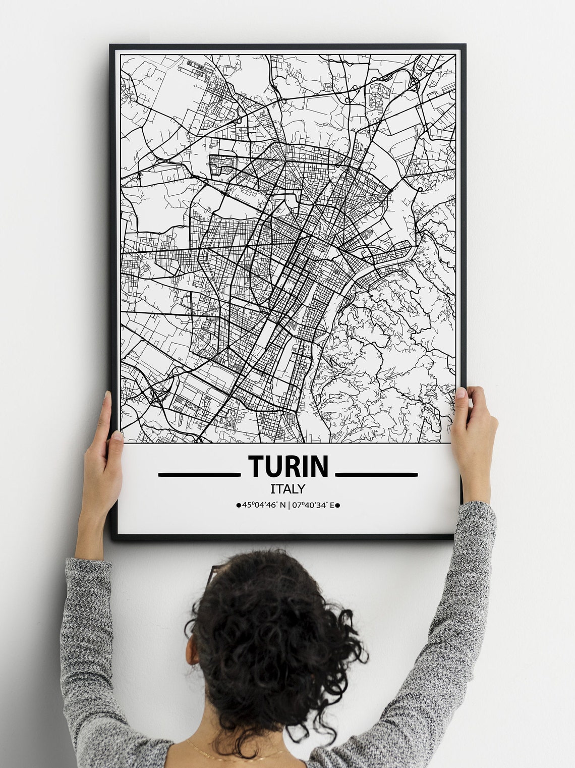 Turin Map Minimalist Map Turin Print Turin Poster Turin | Etsy
