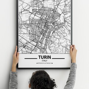 Turin Map Minimalist Map Turin Print Turin Poster Turin | Etsy