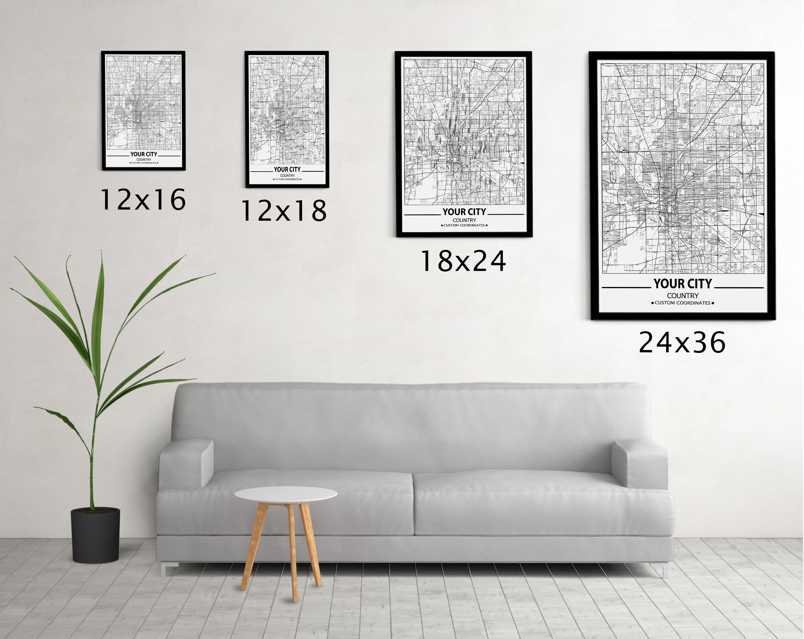 Personalized Set Of Three Map Prints Custom Locations City Etsy