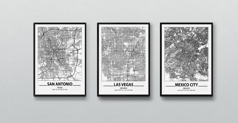 Personalized Map Print Set of Three Map Prints Custom - Etsy