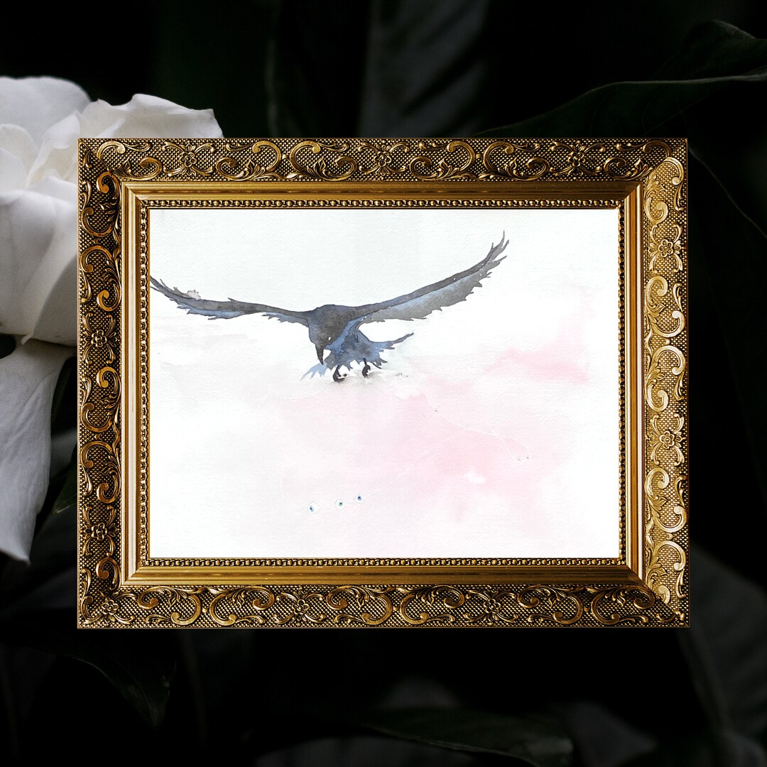 Raven Print: "precious" Romantic Macabre Watercolor Painting of Dreams ...