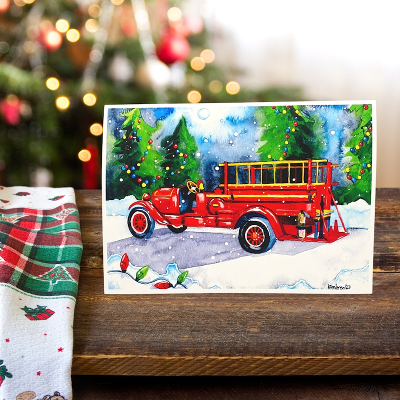 Firefighter Christmas Cards - Etsy