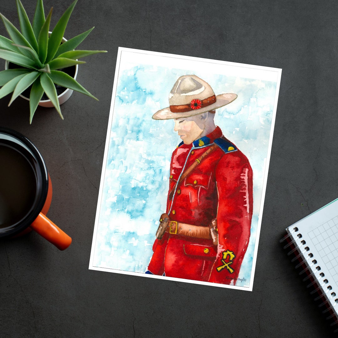 Male RCMP Remembrance Day Greeting Card/notecard With Poppy. Gift for ...