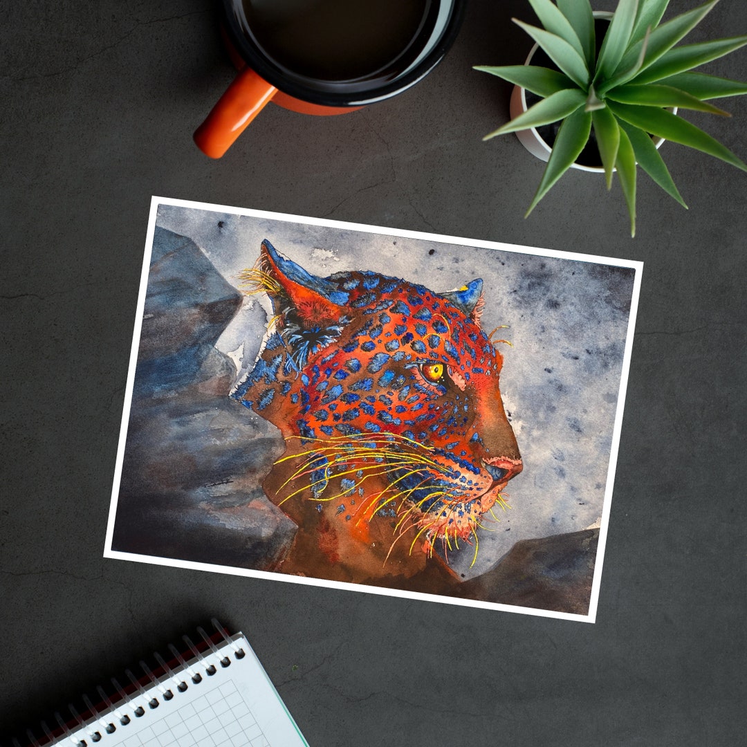 Leopard Card: "keeper of Blood and Gold" Greeting Card of a Watercolor ...