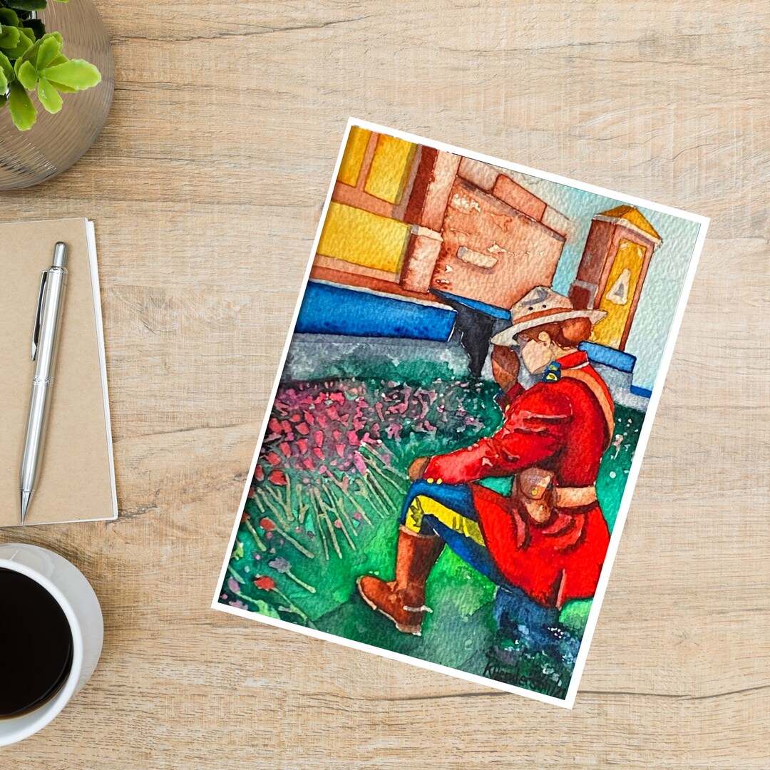 Rcmp Card: roses Watercolor Painting of a Female RCMP Officer on ...