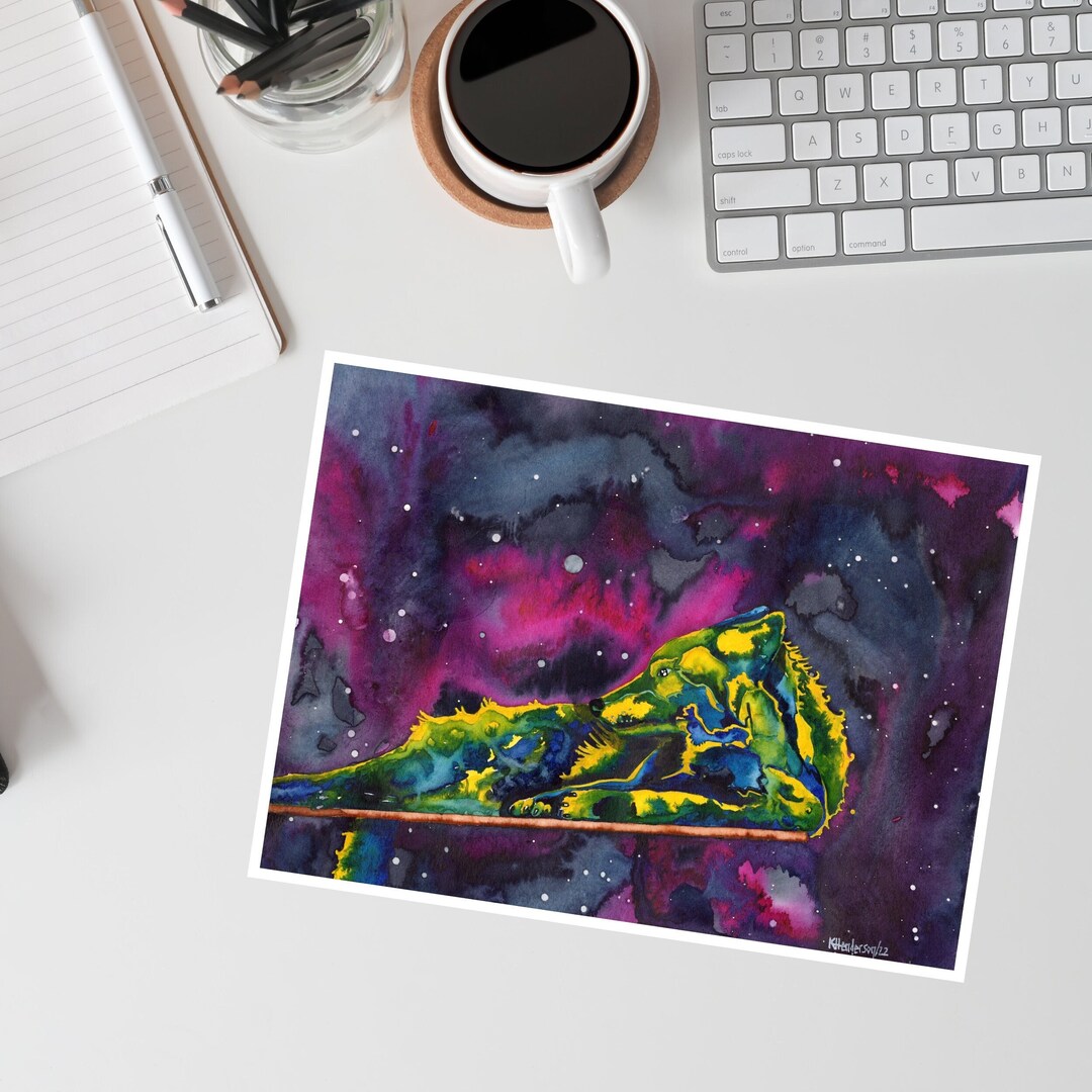 Watercolor Wolf Greeting Card: Modern Fine Art 'balance' Card - Etsy