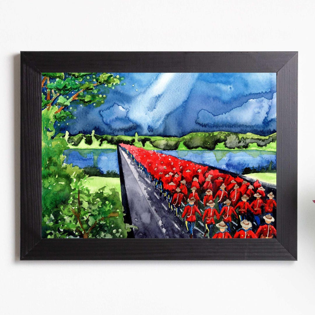 RCMP Watercolor Print: "scarlet River" Regimental Funeral - Etsy