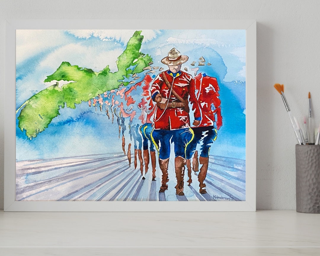 Rcmp Print: "nova Scotia Proud" A Watercolor Painting of Rcmp Officers ...