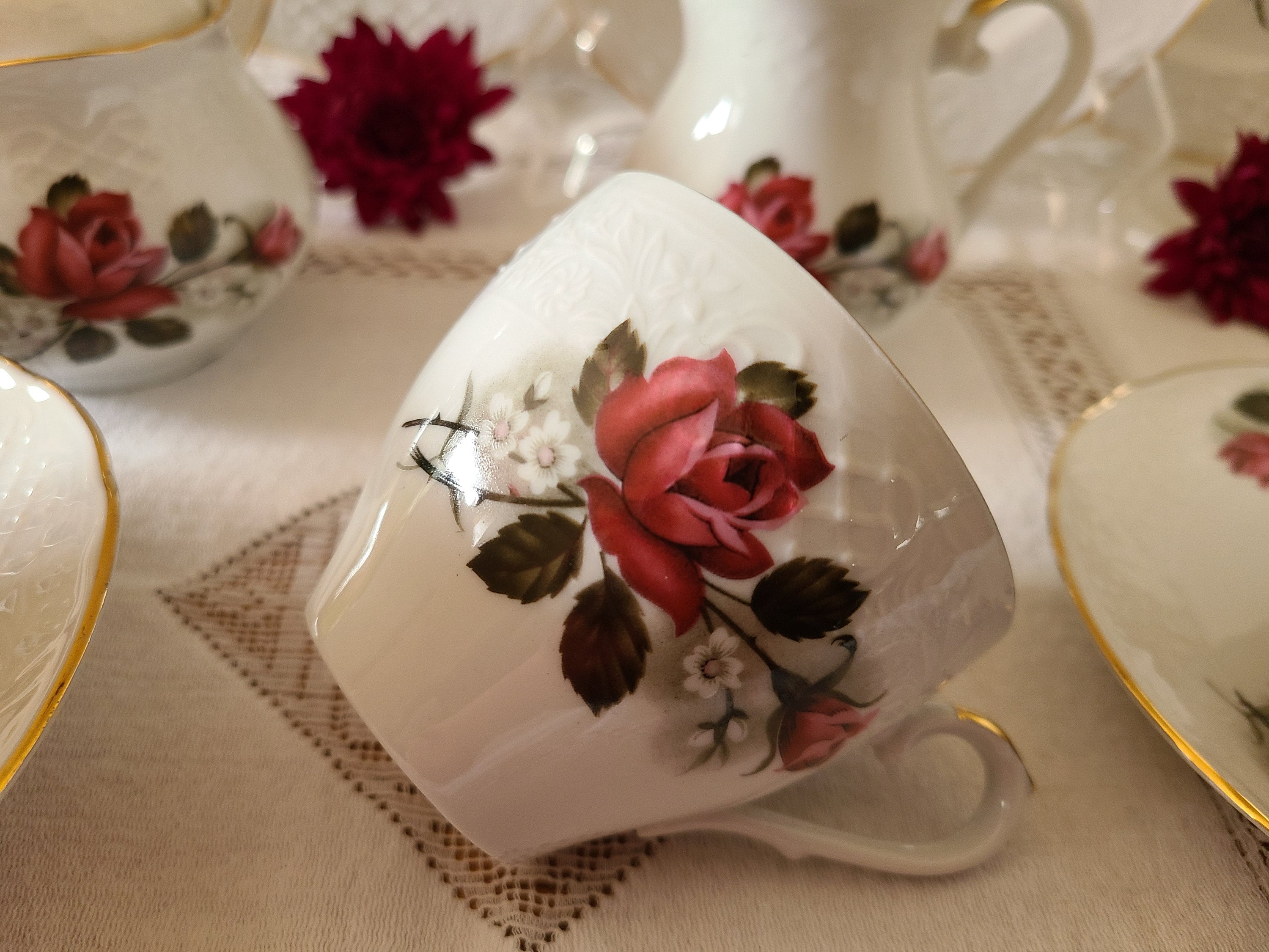 Fine Bavarian Porcelain Rose Design China 12 Pc Teatime Set - Etsy.de
